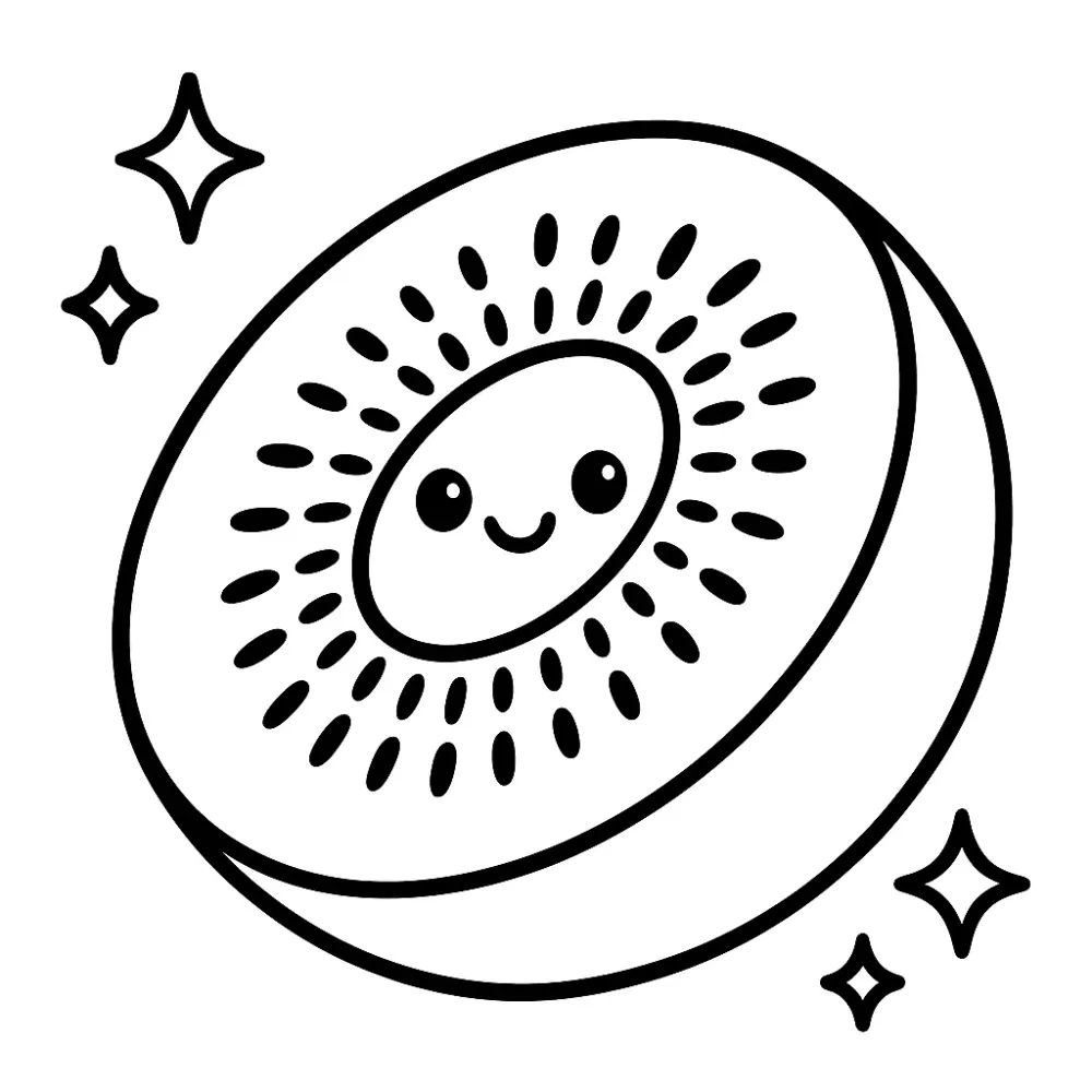 Kiwi Slice - Free Printable Coloring Page
